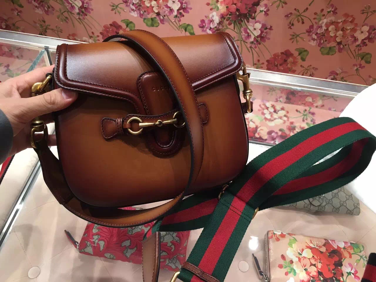 Gucci Lady Web Brown Leather Shoulder Bag 380573 B012A 2574 - $455 ...